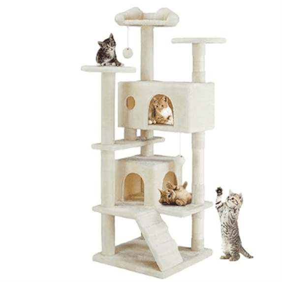54-inch Indoor Cat Tree Tower –Multi-Level Pet House for Large Cats ...