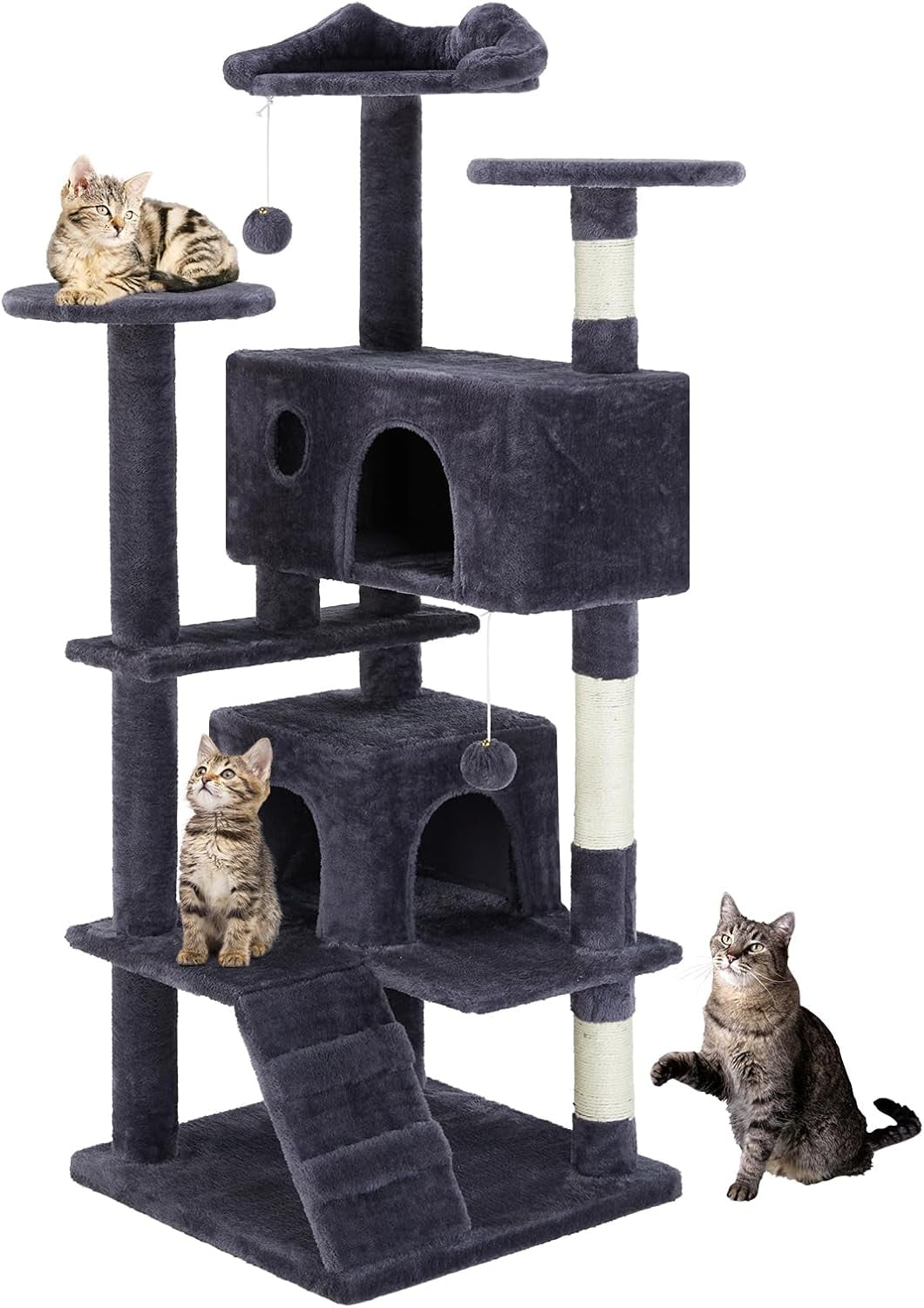 54-inch Indoor Cat Tree Tower –Multi-Level Pet House for Large Cats ...