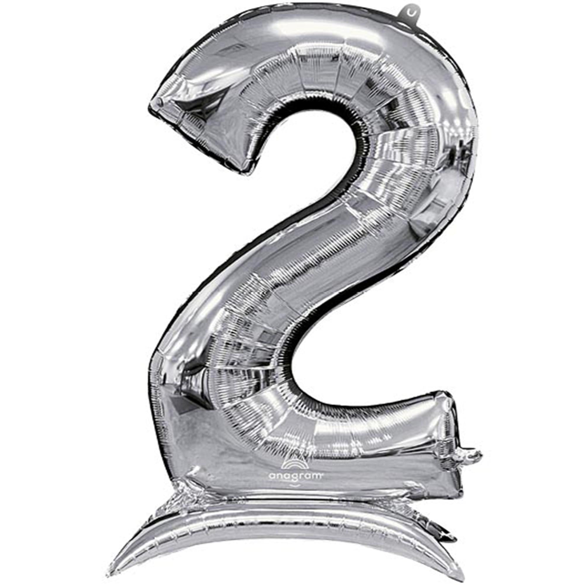 54 inch Stand-Up Numberz 2 - Silver (Air-Fill Only) Foil Mylar Balloon ...