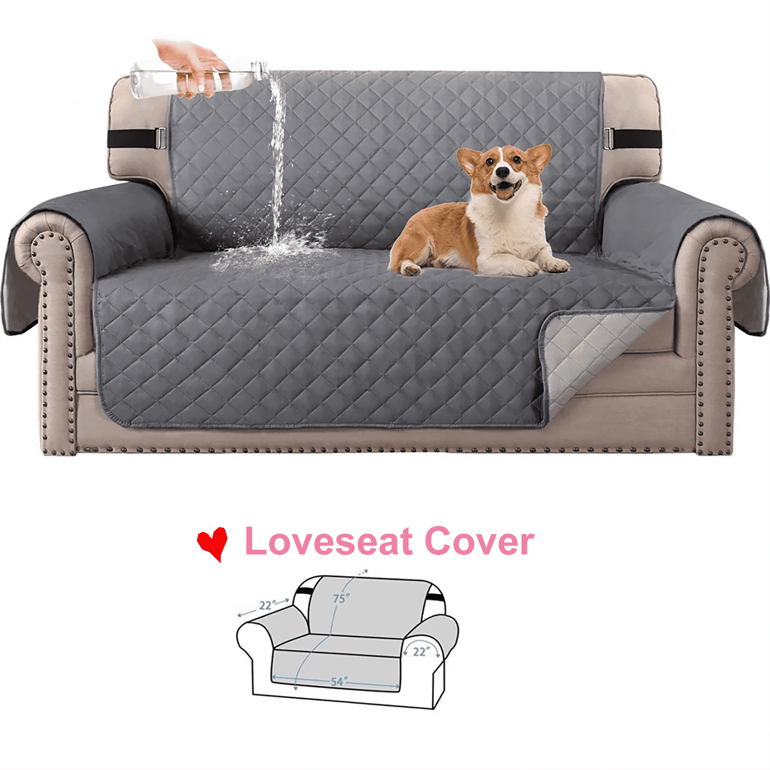 54-inch Waterproof Loveseat Cover Machine Washable Couch/Sofa Cover ...