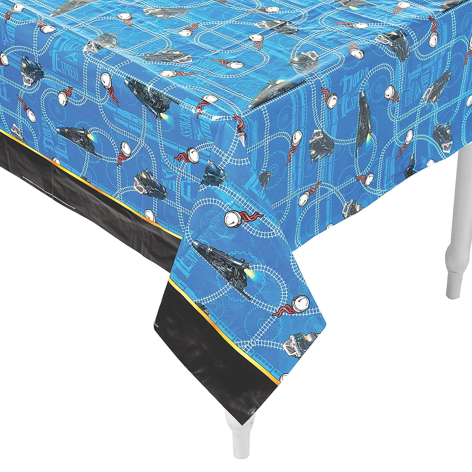 54" x 108" The Polar Express Rectangle Disposable Plastic Tablecloth ...