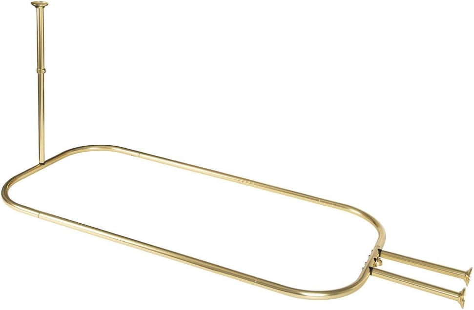 54 x 26 in. Rustproof Aluminum Hoop Shower Rod with Ceiling Support for ...