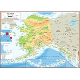 54 x 39 Large Alaska State Wall Map Poster with Topography - Classroom ...