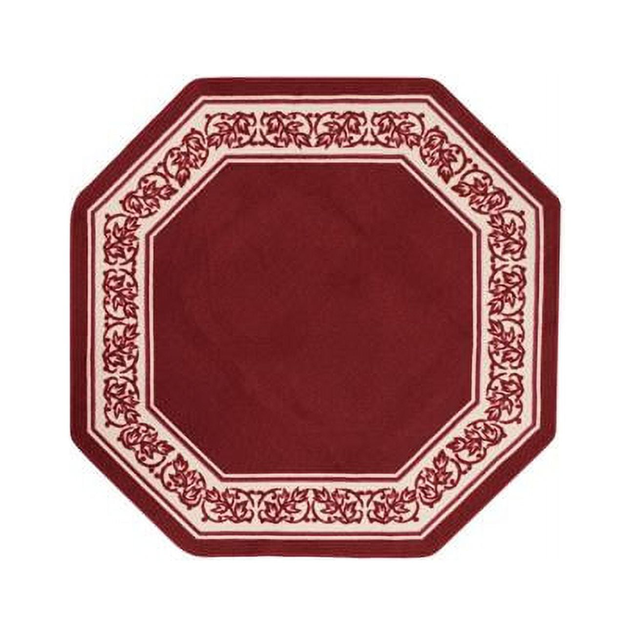 54 x 54 in. Floral Border Octagon Accent Rug - Burgundy - Walmart.com