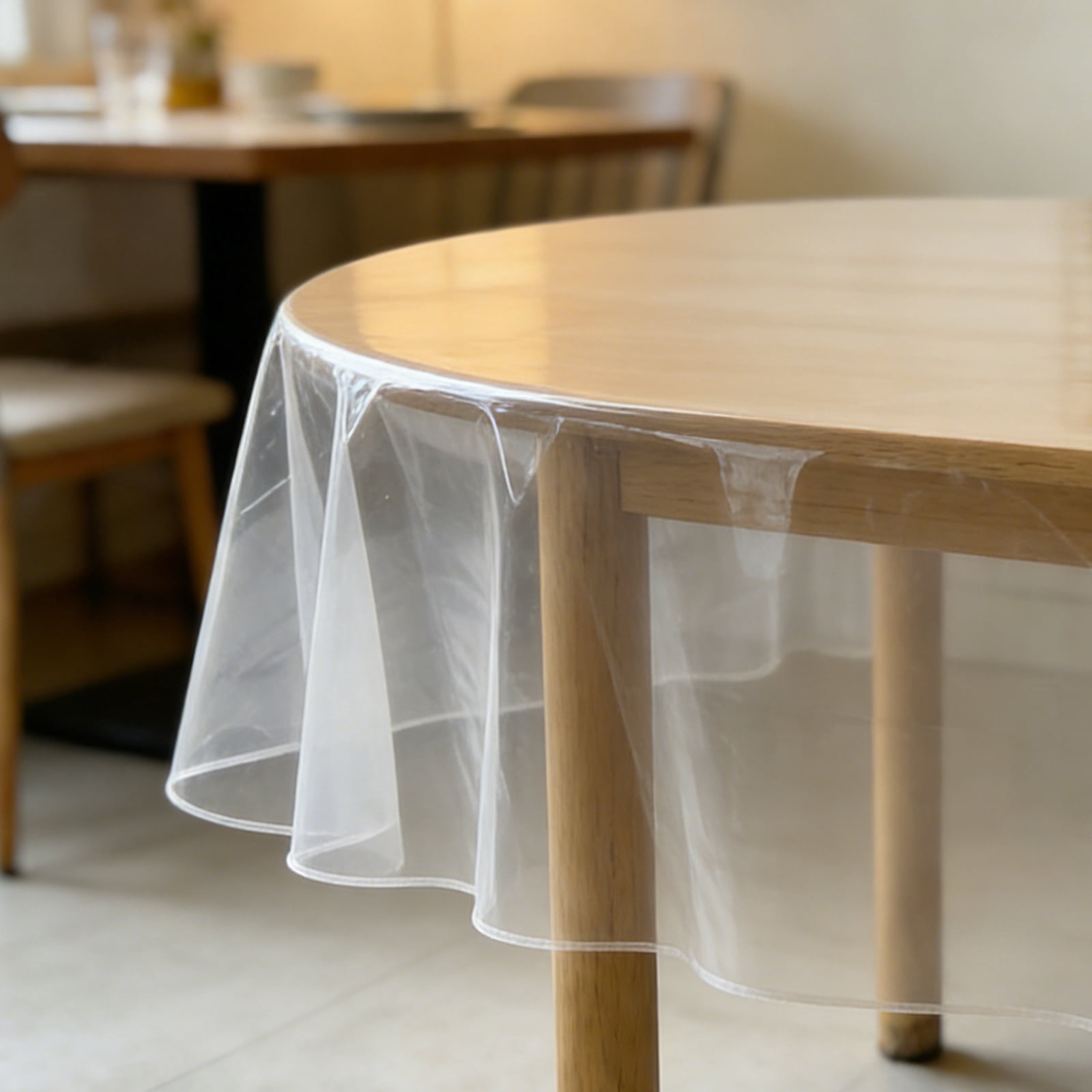 54 x 72 inch Transparent Vinyl Tablecloth Protector, Oval Table Cover ...