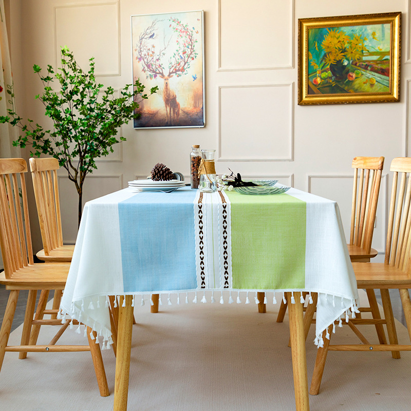 Lintex Linens Homespun Check 100% Cotton Woven Fringed Tablecloth 52 ...