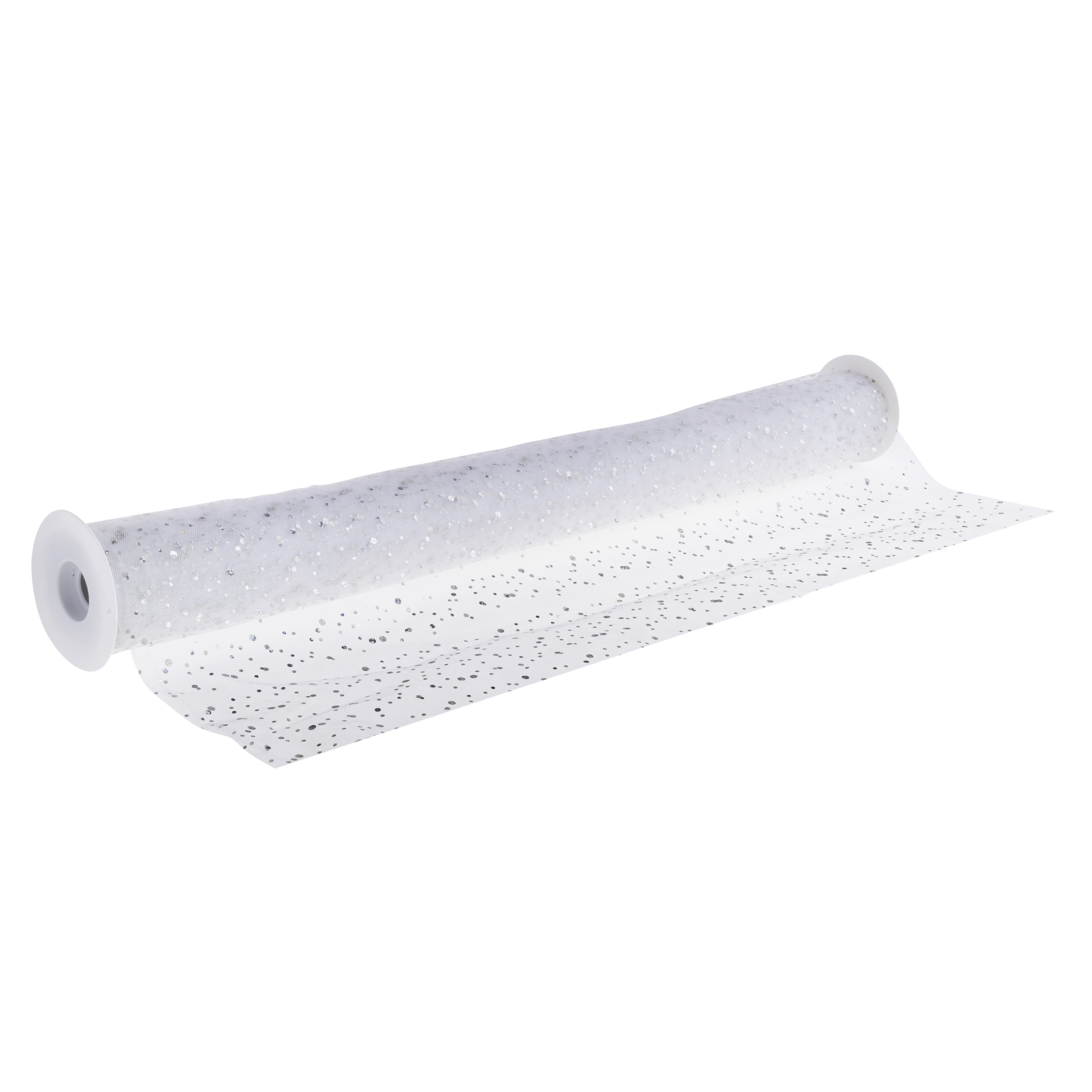 54" x 9yd. White Holographic Dot Tulle by Celebrate It - Walmart.com