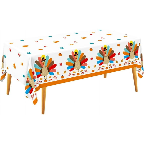 54"x108" Thanksgiving Turkey Tablecloths 3-Pack – Disposable Plastic ...