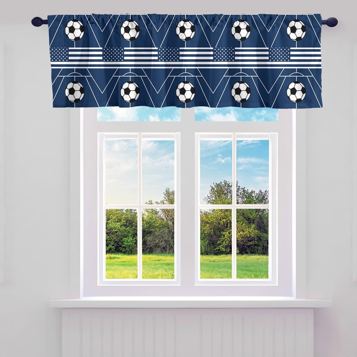 54"x18" Football Kitchen Curtains Valances Rugby Sports Valance ...
