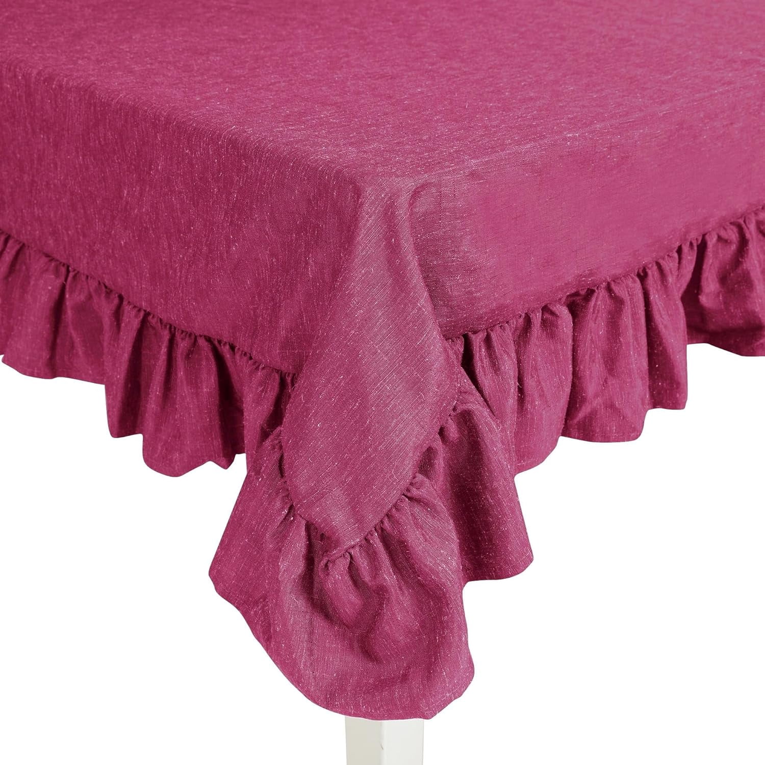 54"x72" Rustic Linen Tablecloth with Ruffled Edge for Dining Banquets ...