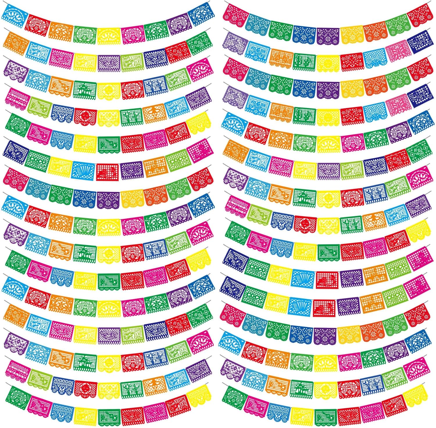 540 FT 30 Pcs Mexican Party Banners Papel Picado Banner Mexican Fiesta ...