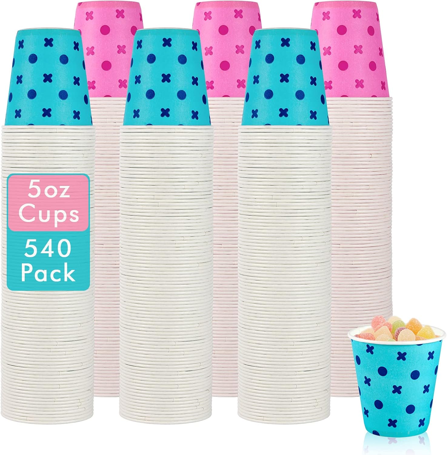 540 Pack 5 oz Disposable Paper Cups, Pink and Blue Disposable Paper ...