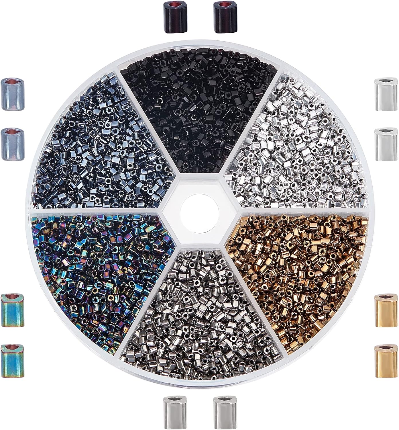 5400~6000pcs 6 Colors Electroplate 12/0 Glass Seed Beads Square Hole ...