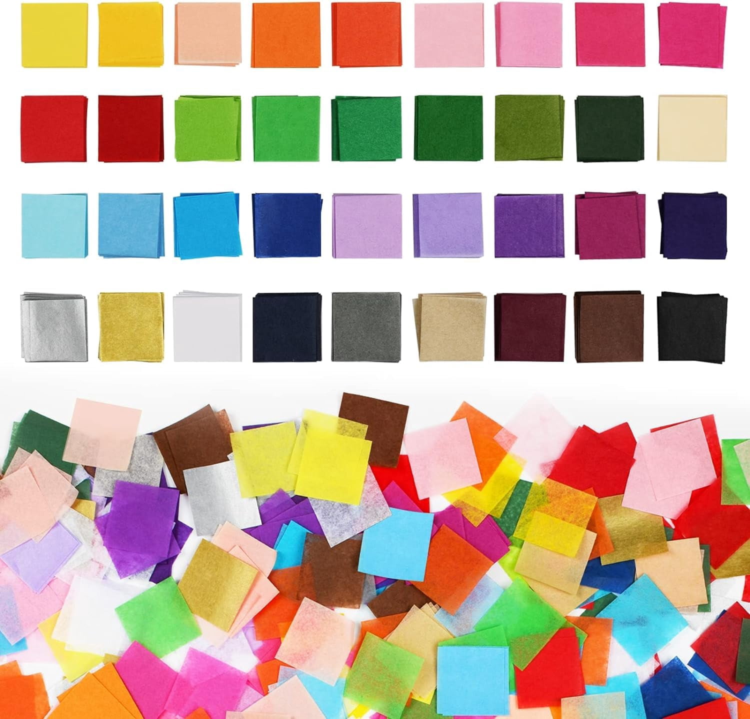 5400 Pcs Tissue Paper DHF10 Squares, 1*1 inch 36 Colored Tissue Paper ...