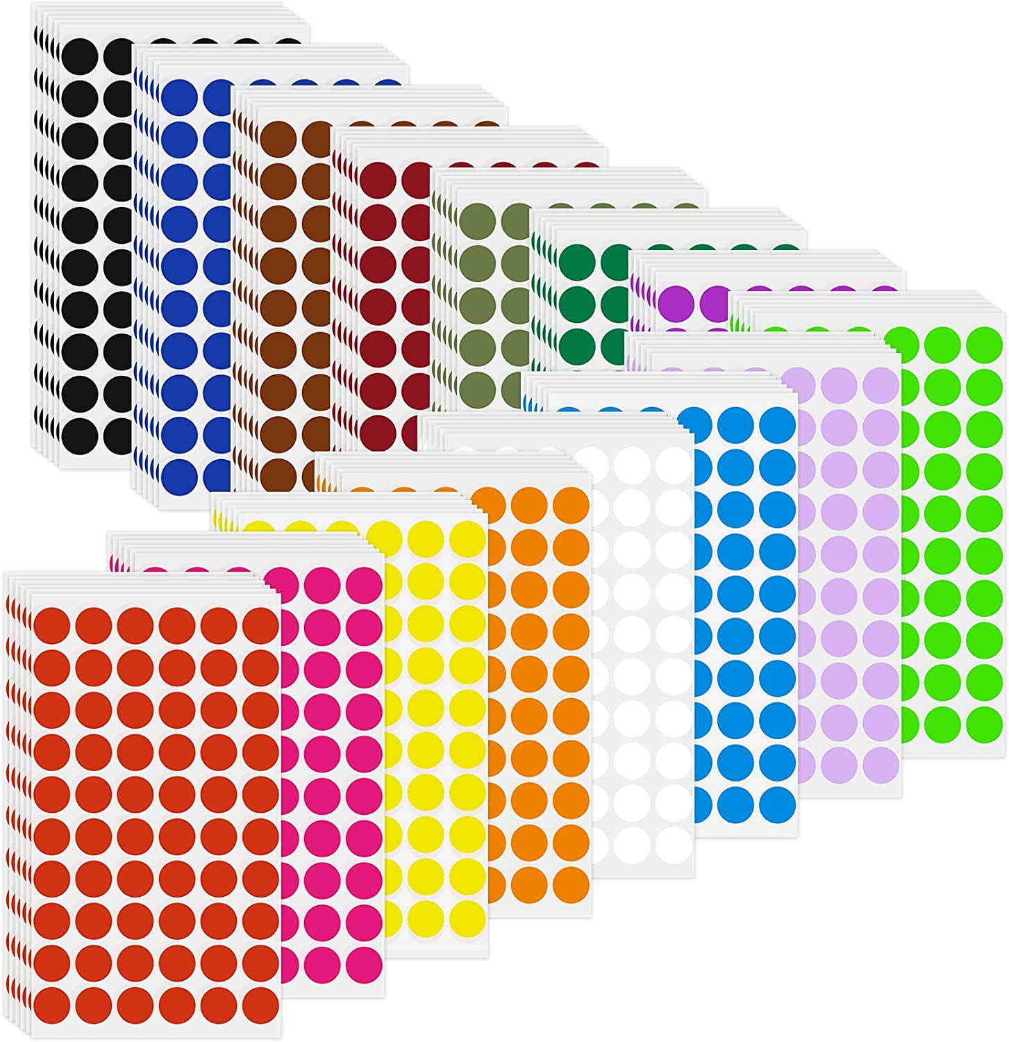 5400 Pieces 1 Inch Round Color Coding Labels Sticker Assorted Colors ...