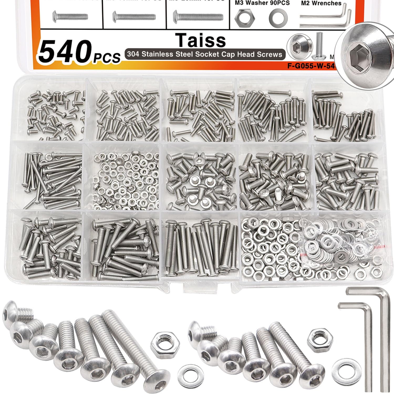 540PCS M2 M3 Screws Kit M2 M3 x 4mm/6mm/8mm/10mm/12mm/16mm/20mm 304 ...