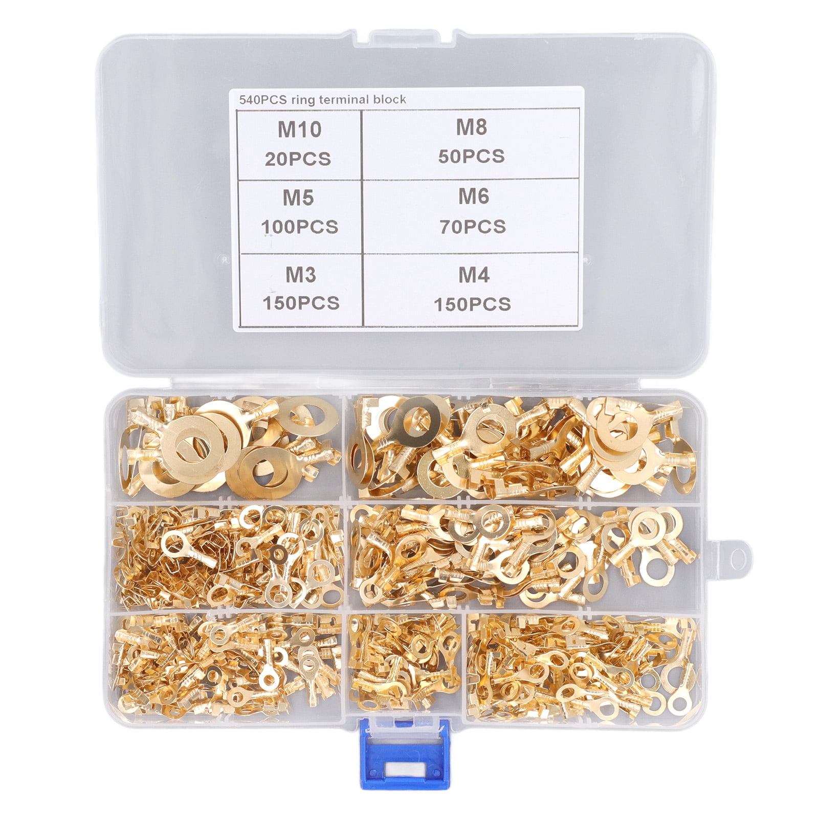 540Pcs Gold Brass Ring Terminal M3 M4 M5 M6 M8 M10 O Shape Terminal ...