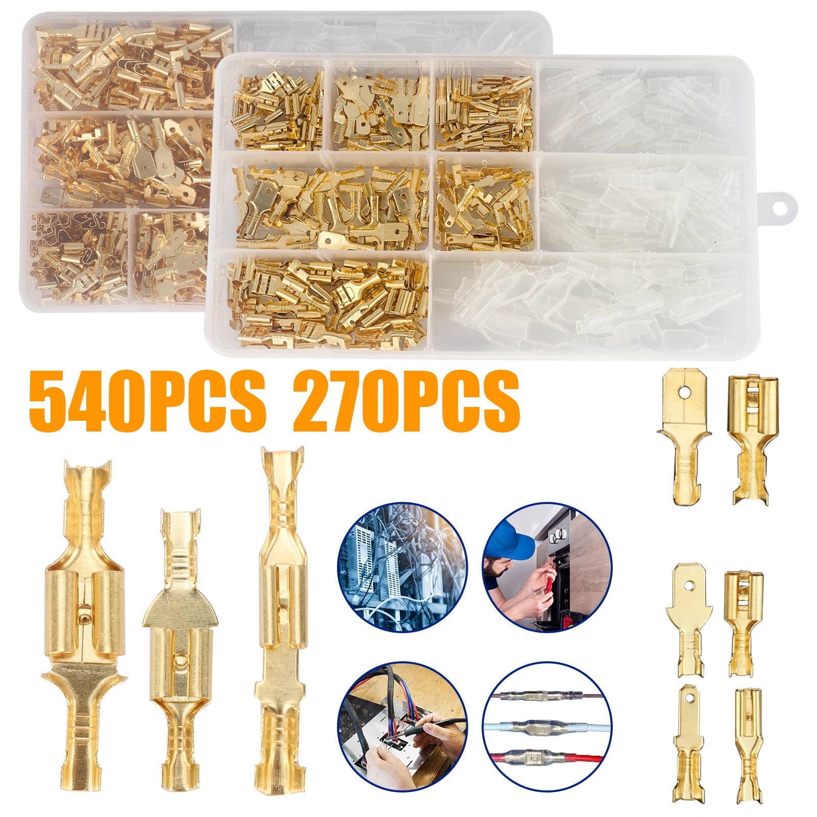 540X Assortment Male Female Spade Crimp Terminals Electrical Wire ...