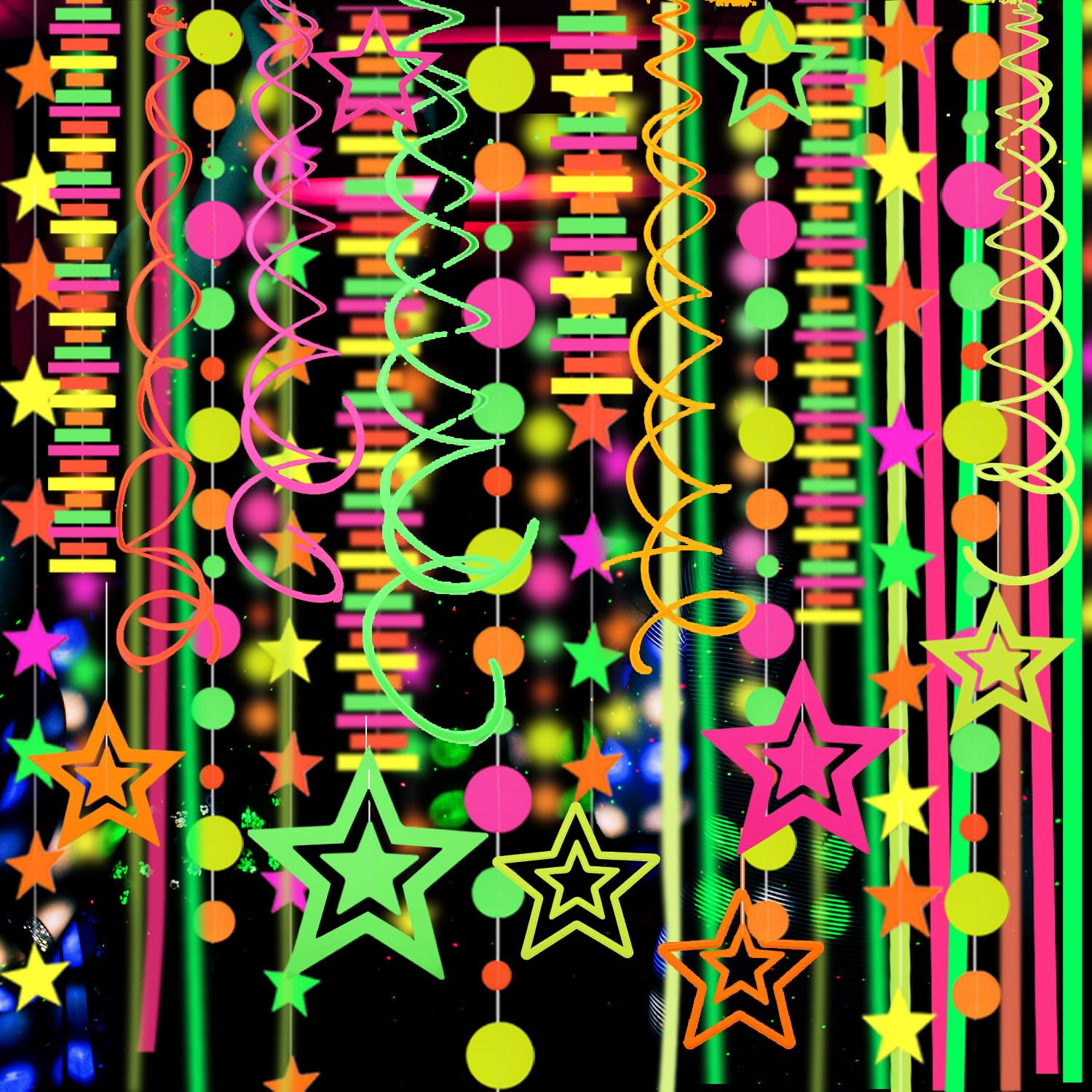 540feet Paper UV Neon Garland Neon AIS1 Streamers Glow Dark Neon Party ...