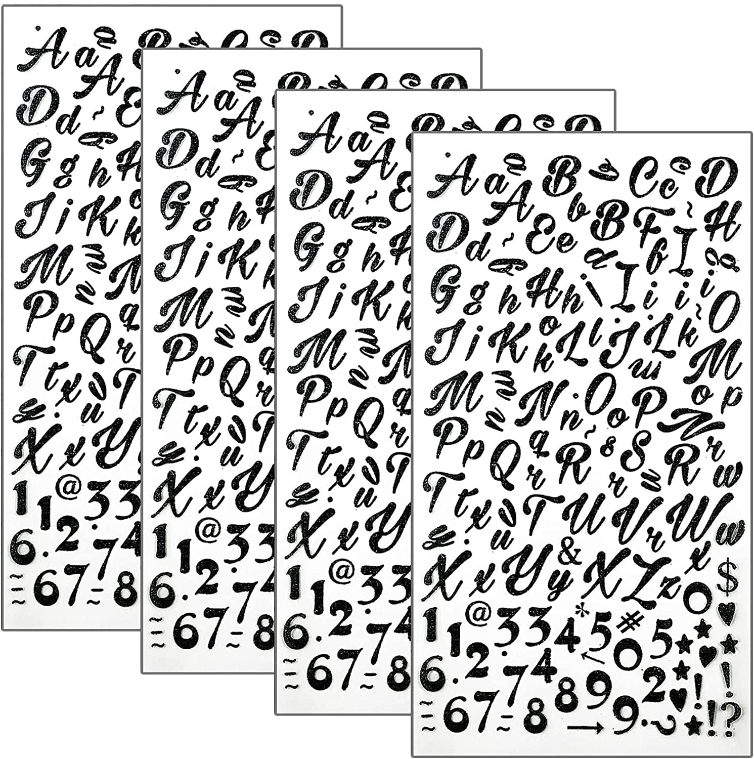 540pcs Black Letter Stickers, Glitter Cursive Alphabet Letter and ...
