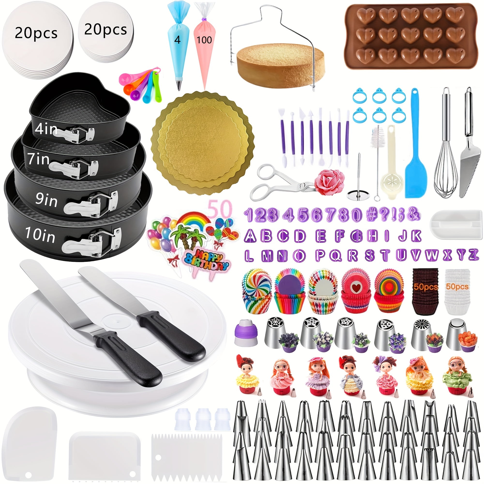 540pcs Cake Decorating Kit Baking Supplies with 4 Springform Pans Set ...