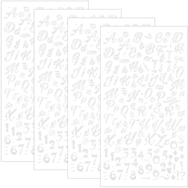 540pcs White Letter Stickers, Glitter Cursive Alphabet Letter and ...