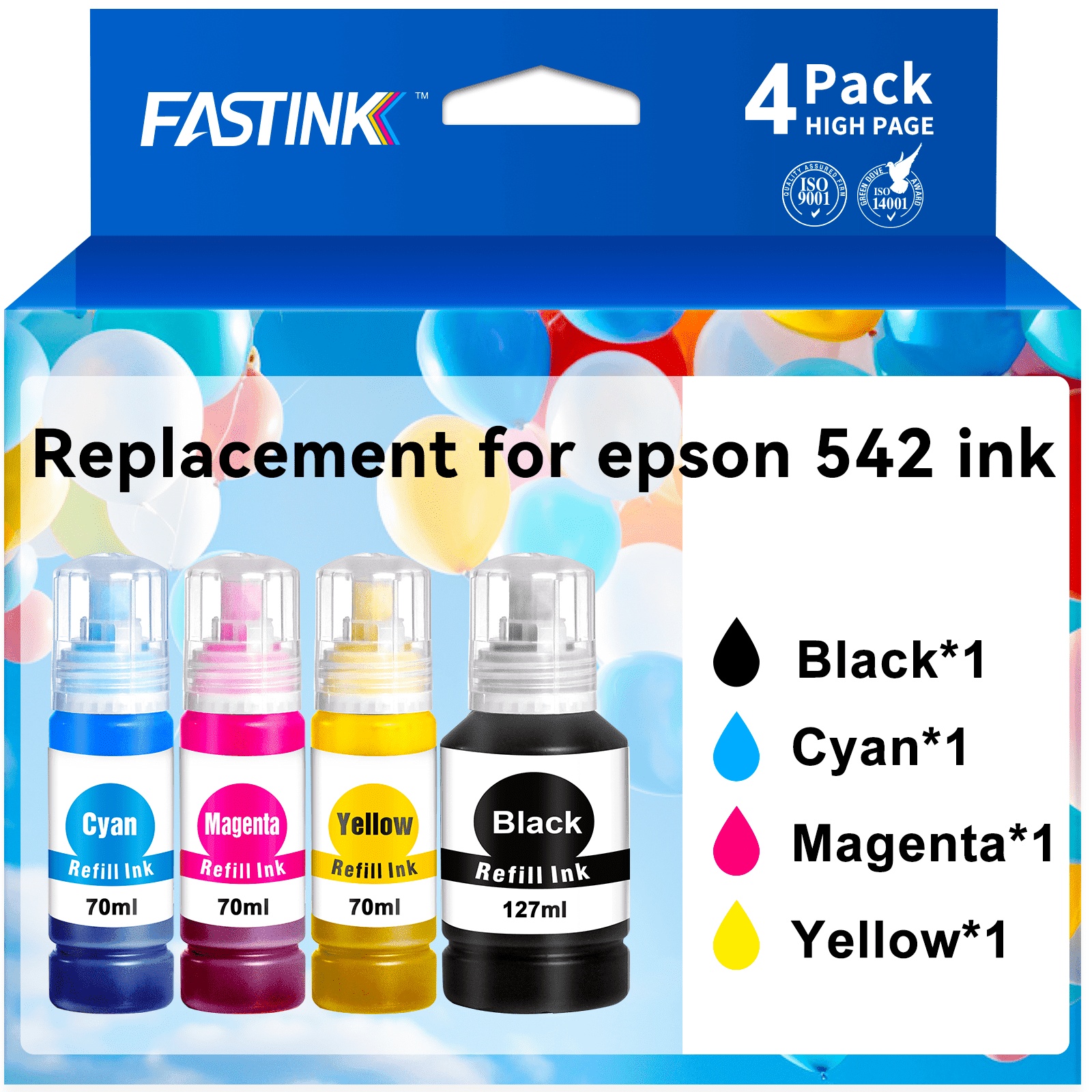FASTINK Ink Bottle Replacement for Epson 542 Ink Refill Bottles for ...