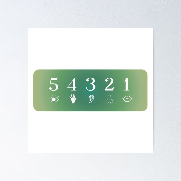 54321 Grounding Technique | Calm Anxiety | Mindfulness Practice Poster ...