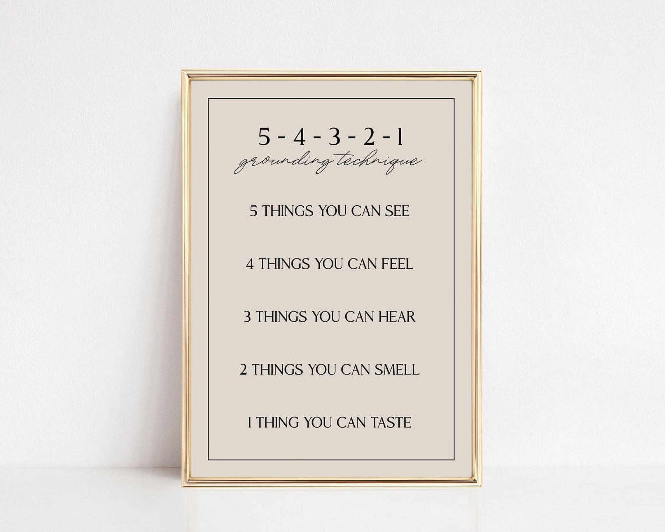 54321 Grounding Technique Print Minimalist Therapy Wall Art Mindfulness ...