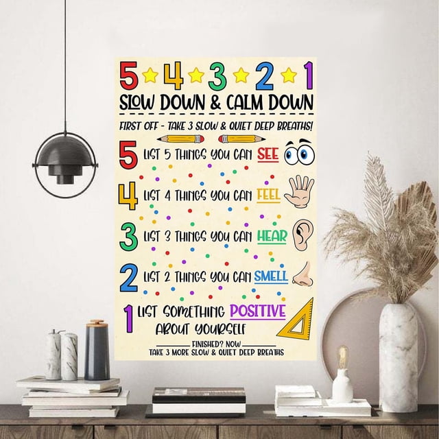 54321 Slow Down And Calm Down Knowledge Poster 24 x 36 Inch Poster ...