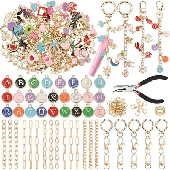 544Pcs Charms Lip Gloss Keychain Making Kit, Bag Charm Kits with Key ...