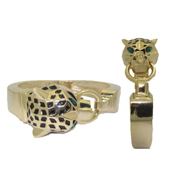 5493GD Hinged Gold Cat Bangle With Emerald Eyes - Walmart.com