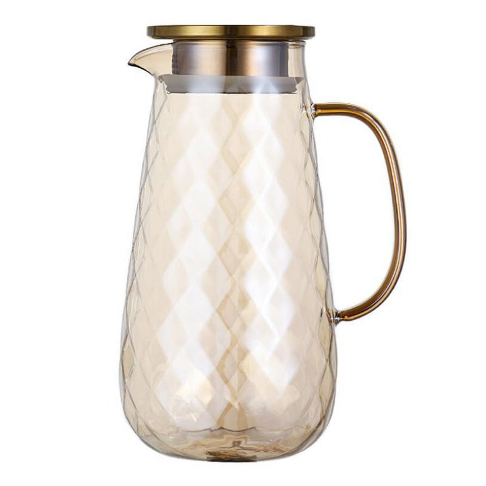 54Oz Glass Pitcher with Lid Iced Tea Pitcher Water Jug Hot Cold Water ...