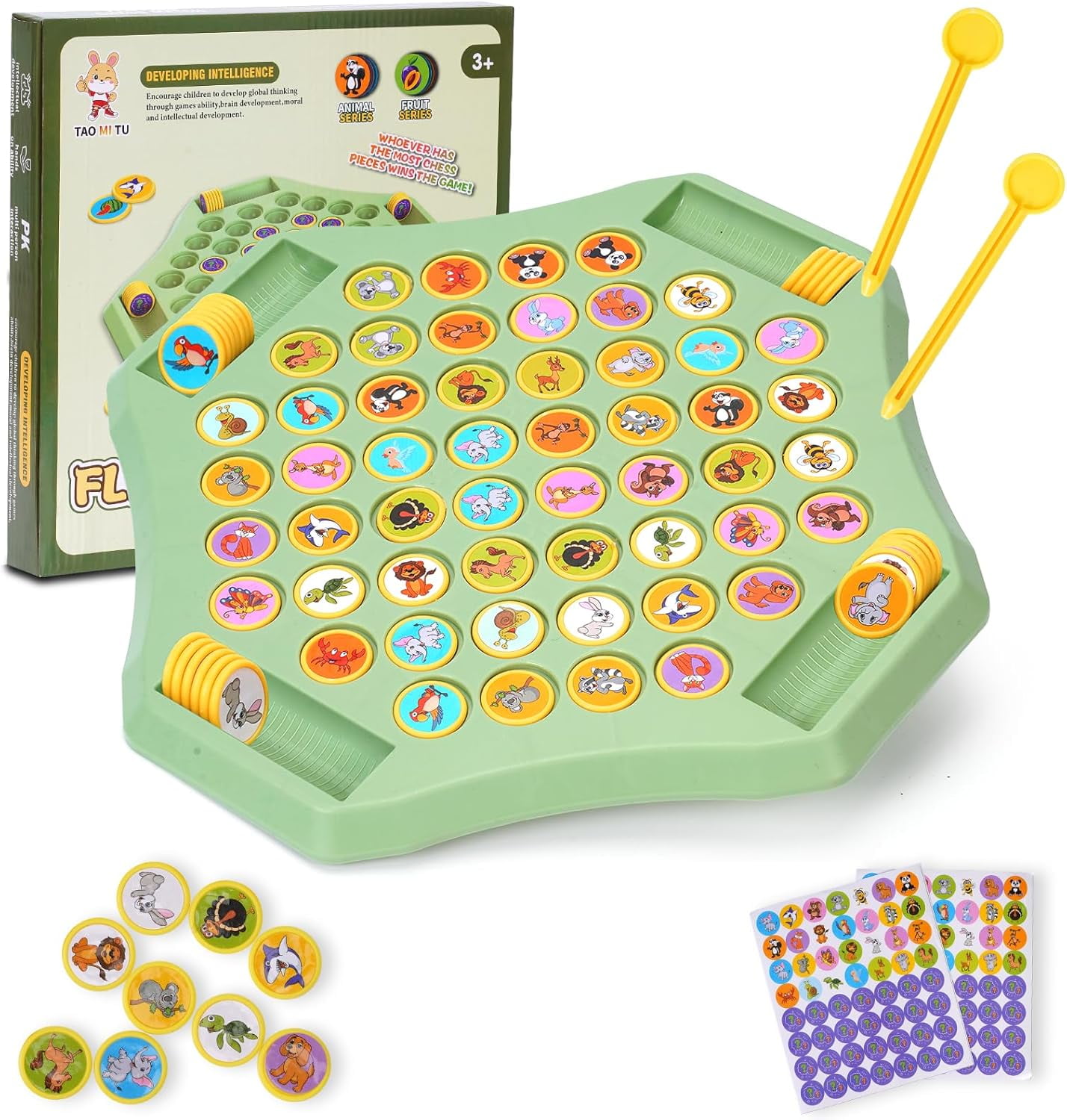 54PCS Animal Flip Chess Memory Chess Game, Animal Flip Matching Chess ...