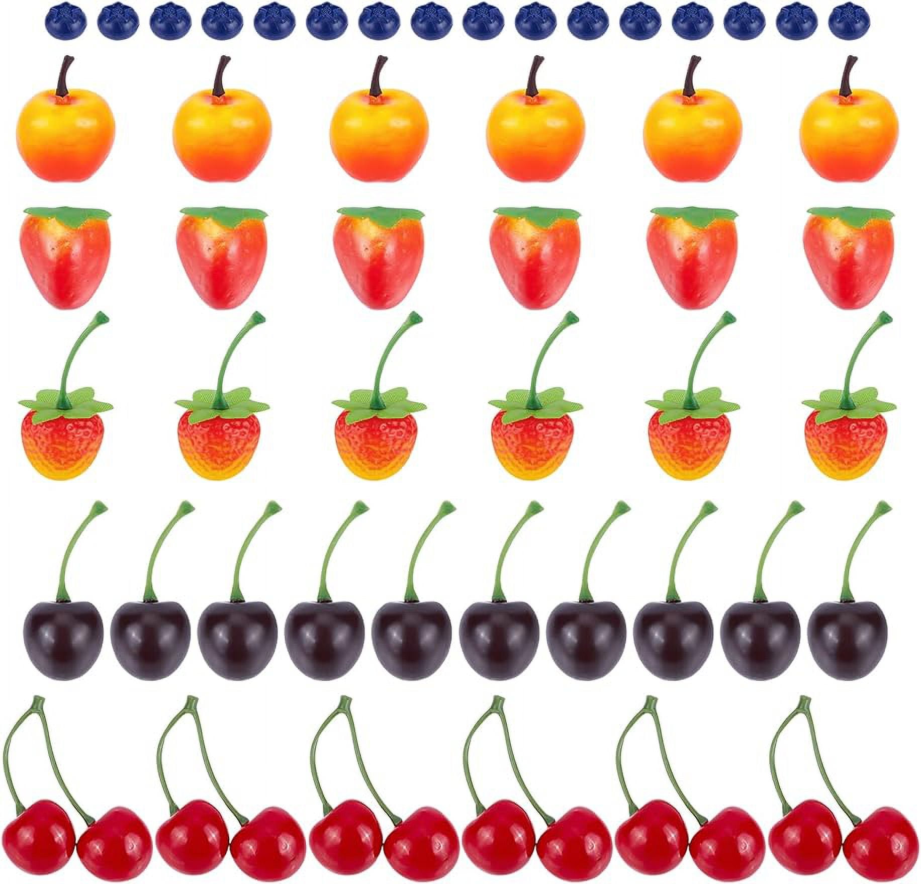 54Pcs 6 Styles Artificial Fruits 3D Fake Fruits Set Simulation Cherry ...