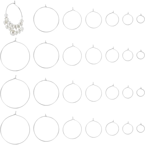 54Pcs 7 Styles Real Platinum Plated Round Beading Hoops Brass French ...