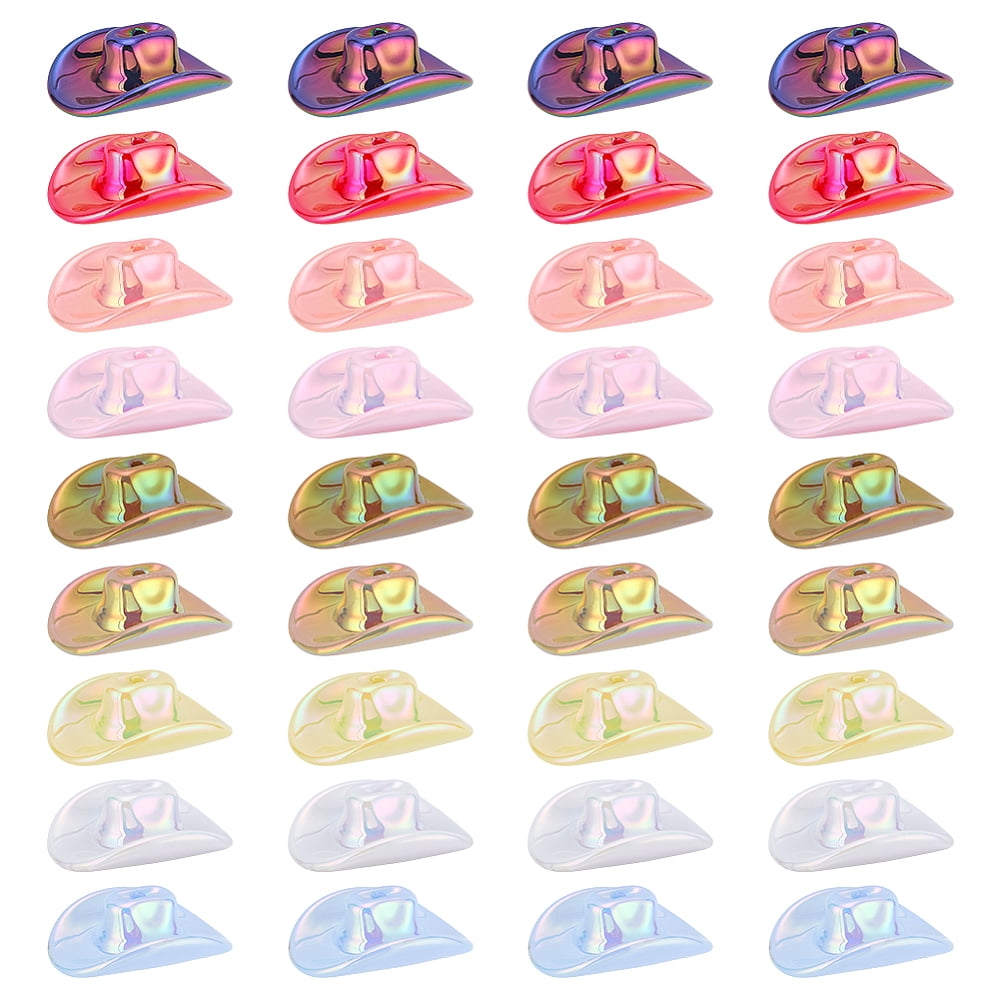 54Pcs 9 Colors Opaque Acrylic Beads Iridescent Top Hat Mixed Color 34.5 ...