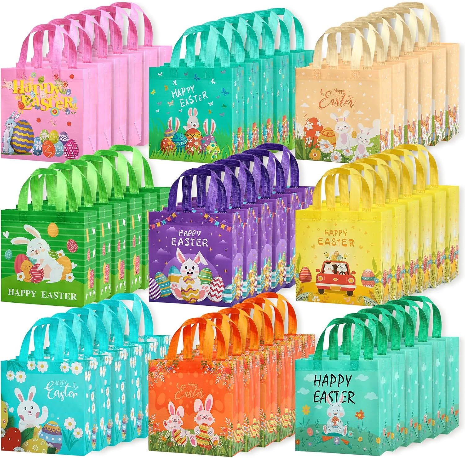 54Pcs Easter Gift Bags Easter Egg Hunt Bags with Handles for kids, Non ...