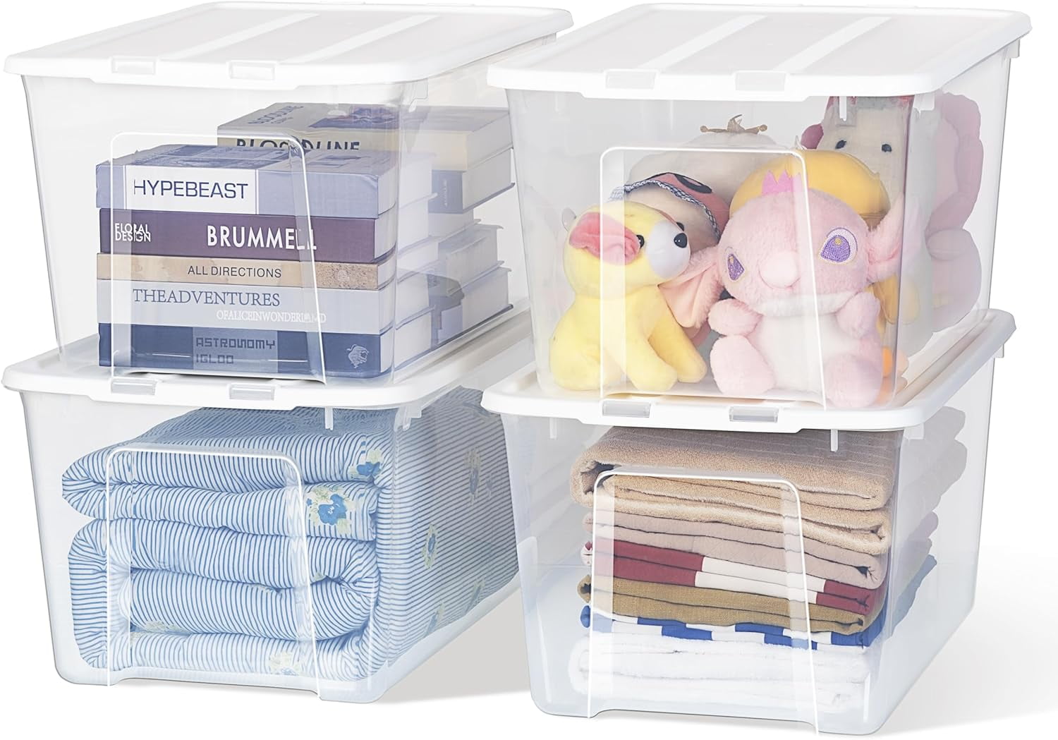 54Quart Stackable Storage Plastic Storage Box with Tight Locking Lid ...