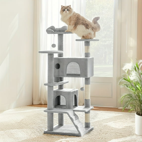 54in Cat Tree for Indoor Cats, Multi-Level Cat Tree Tower with Sisal ...