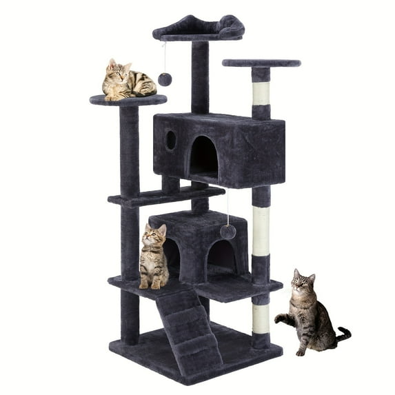 54in Cat Tree for Indoor Cats, Multi-Level Cat Tree Tower with Sisal ...