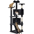 54in Cat Tree, Multi-Level Cat Tower with Spacious Kitten-ear Perch, 2 ...