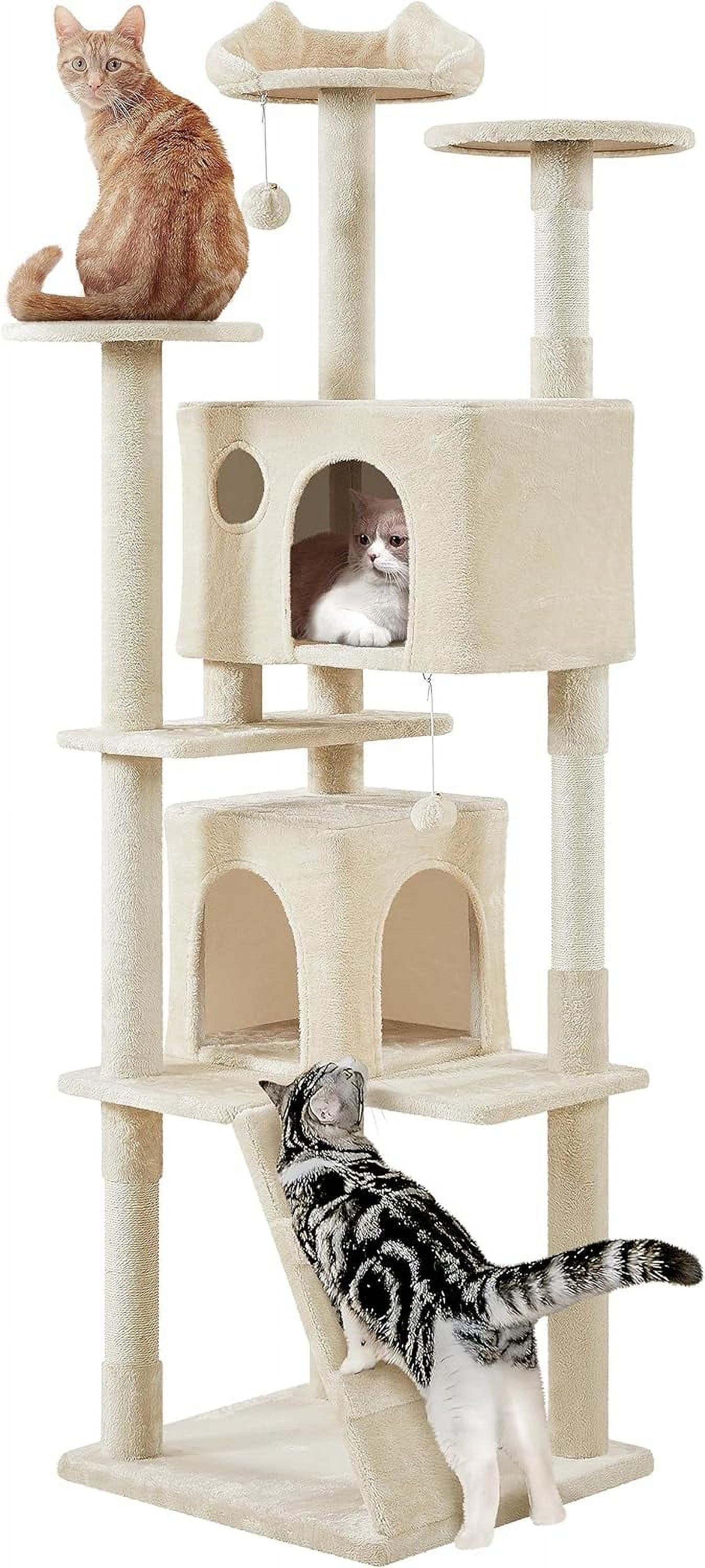 54in Cat Tree Tower Condo Furniture Scratch Post for Kittens Pet House ...