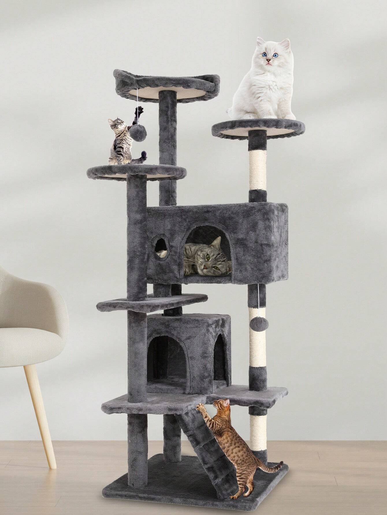 54in Cat Tree Tower For Indoor Cats,Multi-Level Furniture Activity ...
