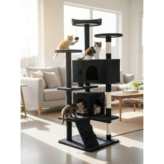 54in Cat Tree Tower For Indoor Cats,Multi-Level Furniture Activity ...