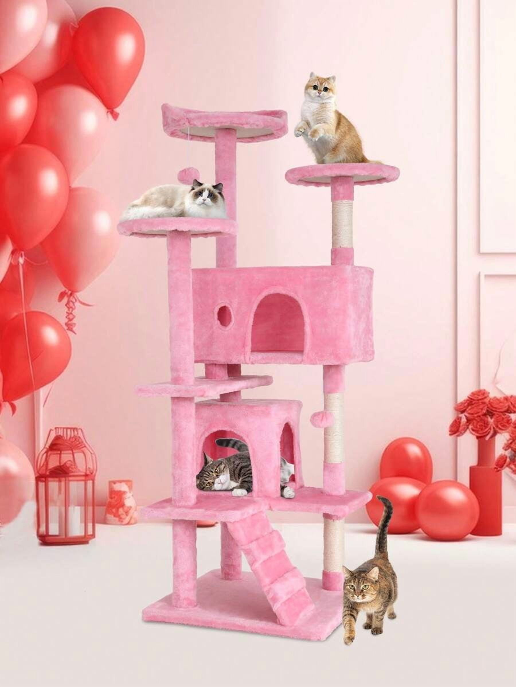54in Cat Tree Tower with Scratching Posts - Multi-Level Activity Center ...