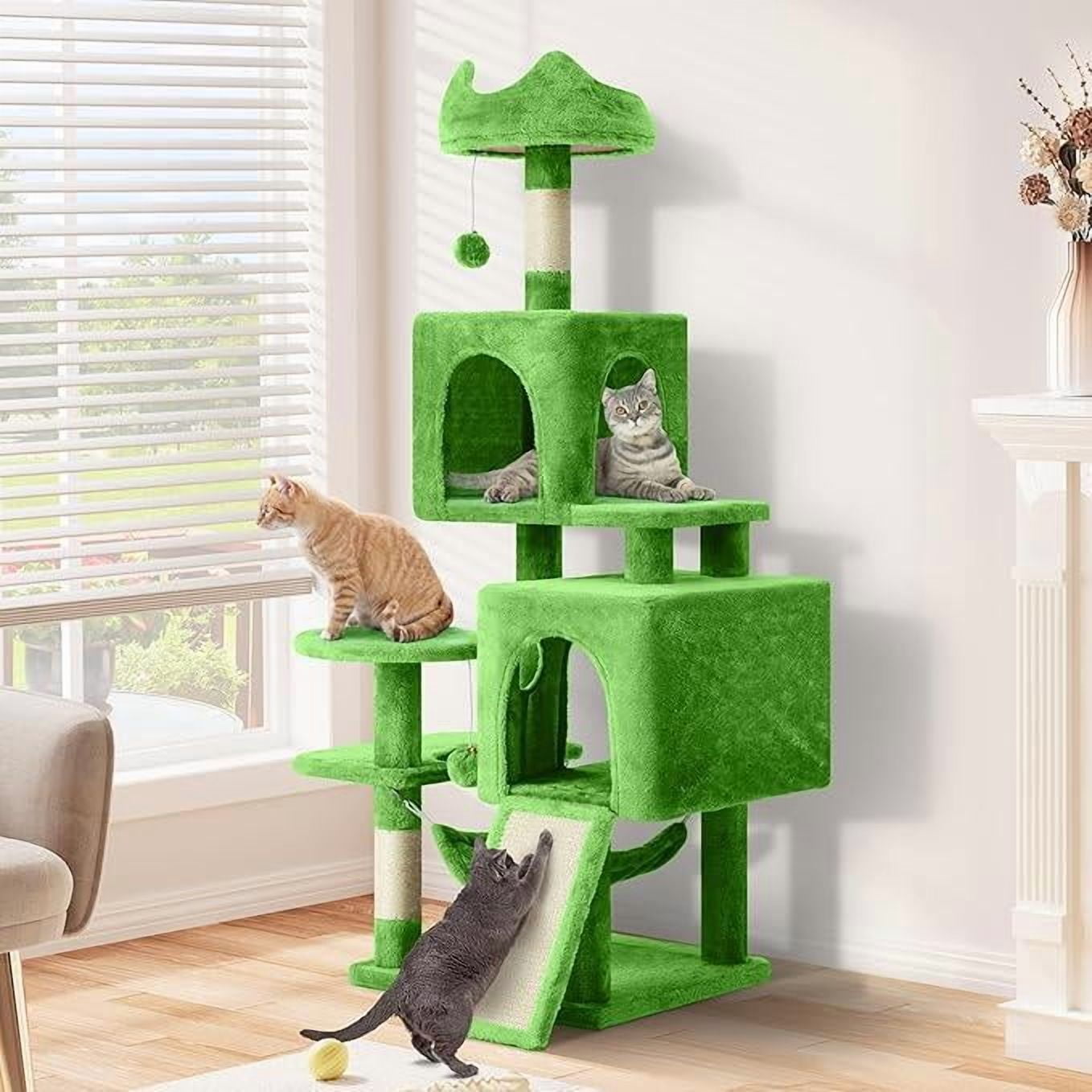 54in Multi-Level Cat Climbing Tower for Indoor Cats, Sisal Scratching ...
