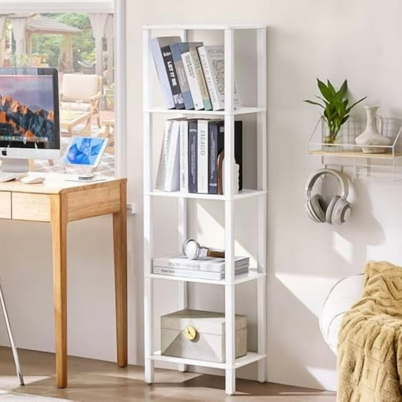54in Tall Bookshelf 5-Tier Small Narrow Bookcase, Skinny Book Shelf for ...