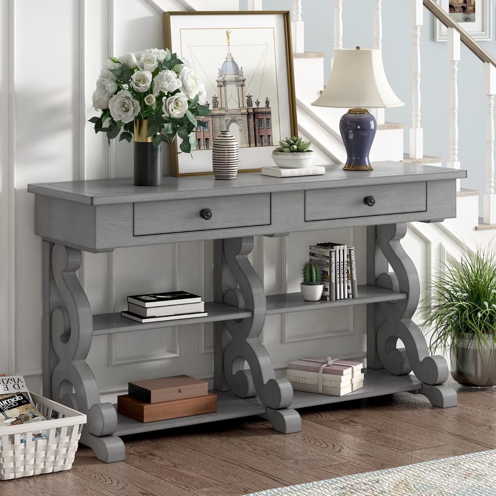54inch Sideboard Console Table with Storage, Asthetic Wooden Storage ...