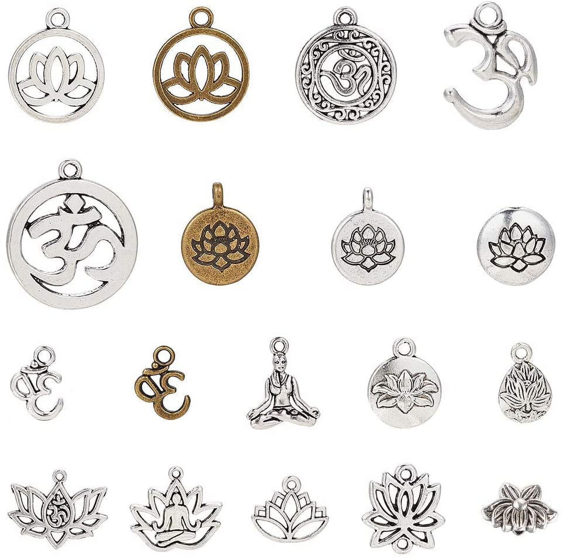 54pcs 18 Style Easter Holidays Lotus OM OHM Flower Charms Pendants Jewelry Findings Making ...